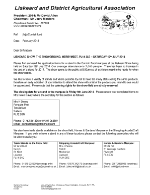 Fillable Online liskeardshow Cornish food application forms - The Liskeard Show - liskeardshow ...