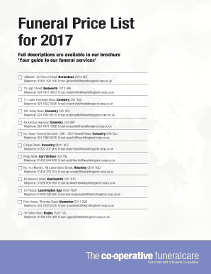 Fillable Online Funeral Price List Fax Email Print - pdfFiller