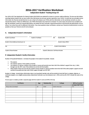 Fillable Online cbc 2016 2017 Verification Worksheet - cbc.edu Fax Email Print - pdfFiller