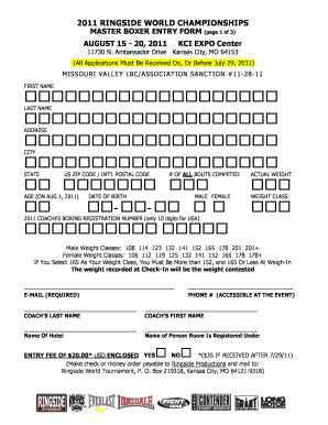 Fillable Online MASTER BOXER ENTRY FORM (page 1 of 3) Fax Email Print ...