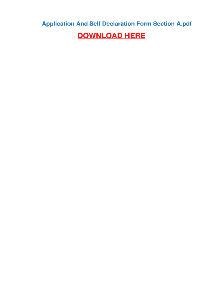 Fillable Online Application And Self Declaration Form Section A Fax ...