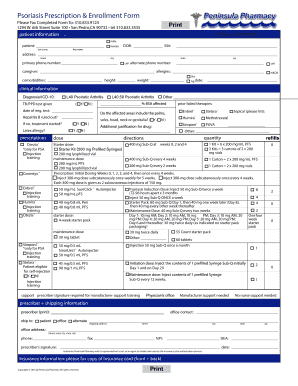 Fillable Online Psoriasis Prescription & Enrollment Form - Peninsula ...