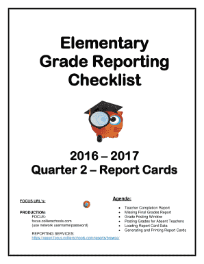 Fillable Online High School Grade Reporting Checklist - Collier County ...