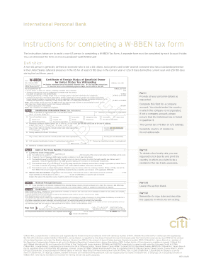 Fillable Online Instructions for completing a W-8BEN tax form ...
