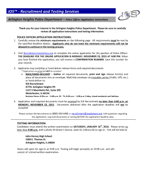 Fillable Online Arlington Heights Police Department Police Officer ...