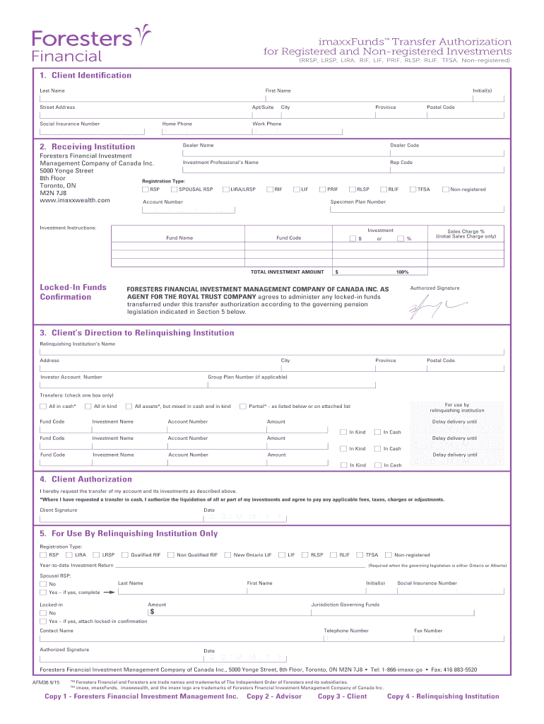 Fillable Online Transfer Authorization for Registered and Non ...