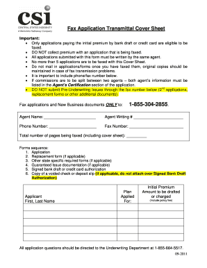 Fillable Online CSI Fax Application Transmittal Cover Sheet 092011.doc ...