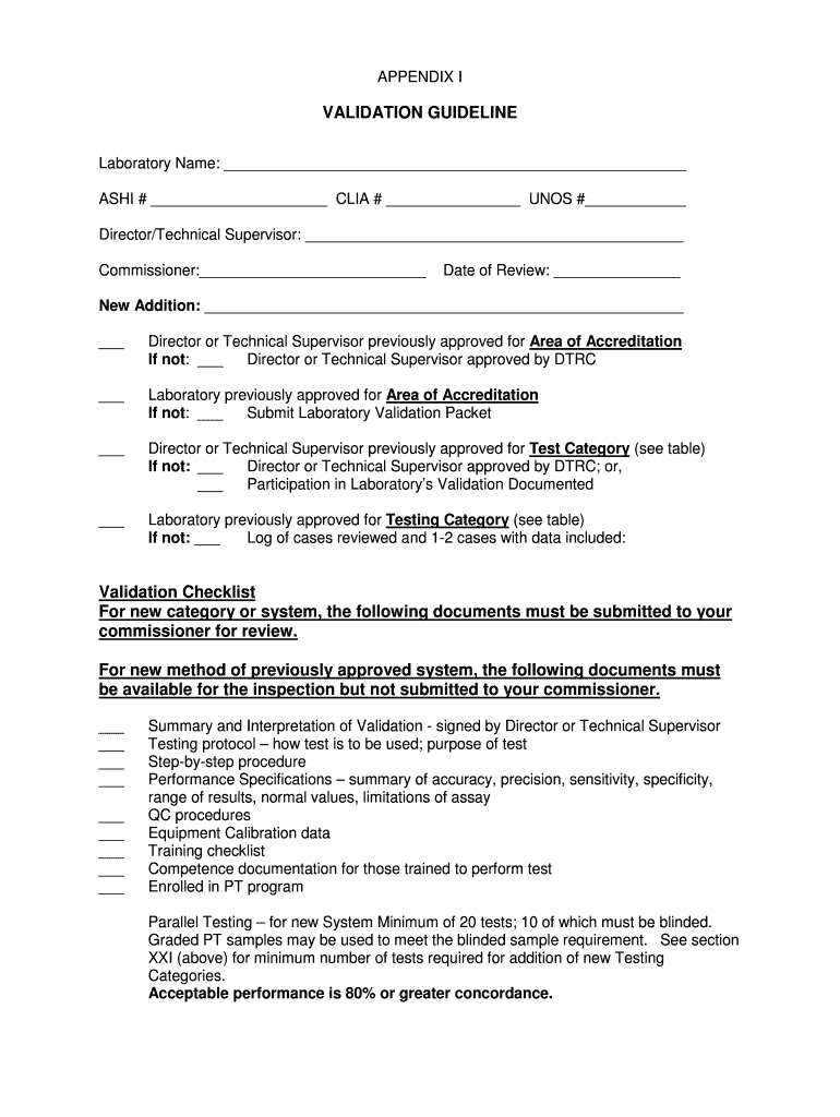 Fillable Online ashi-hla VALIDATION GUIDELINE - ashi-hla Fax Email ...