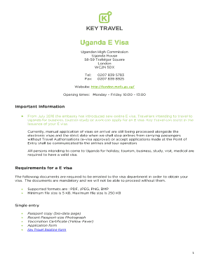 Fillable Online benlawries co Uganda E Visa - Key Travel - benlawries co Fax Email Print - pdfFiller