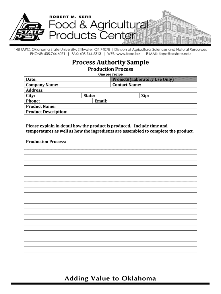 Fillable Online fapc Process Authority Sample - Robert M. Kerr Food ...