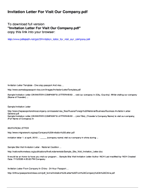 Fillable Online Invitation Letter For Visit Our Company - pdfslibforyou ...