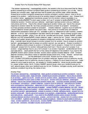 Fillable Online woorh Answer Form For Eviction Notice PDF ...