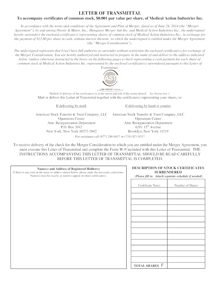 Fillable Online letter of transmittal - American Stock Transfer & Trust ...