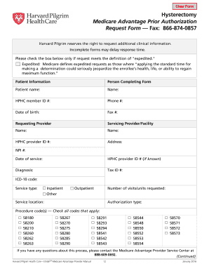 Fillable Online Hysterectomy Medicare Advantage Prior Authorization ... Fax Email Print - pdfFiller