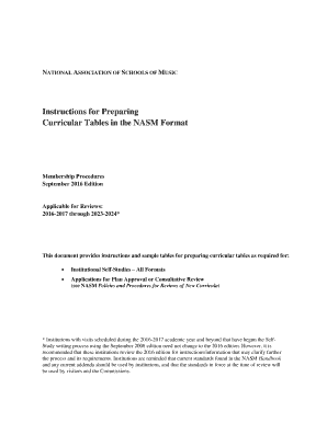 Fillable Online nasm arts-accredit Instructions for Preparing ...