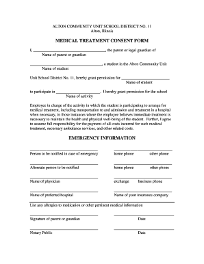 Fillable Online ahs altonschools MEDICAL TREATMENT CONSENT FORM - ahs ...