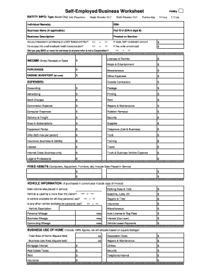 Fillable Online Self-Employed/Business Worksheet Fax Email Print ...