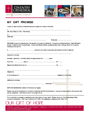 Fillable Online coventrycathedral org Web gift promise form.doc ...