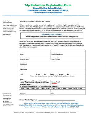 Fillable Online dysart Trip Reduction Registration Form - dysart Fax ...