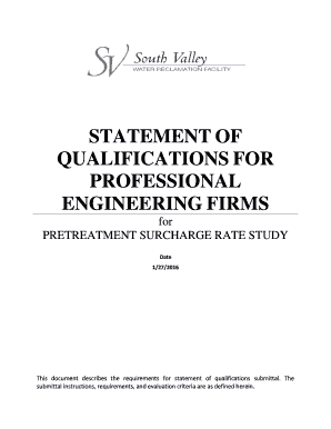 Fillable Online statement of qualifications for professional ...