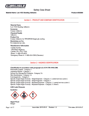 Fillable Online Low VOC Bonding Adhesive - SDS. SDS for Low VOC Bonding ...