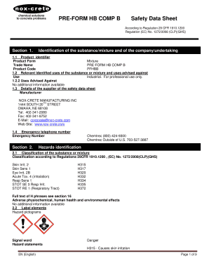 Fillable Online Pre-Form HB - SDS. SDS for Pre-Form HB Fax Email Print ...
