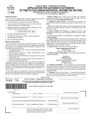 Fillable Online N-101A, Rev. 2016, Application for Automatic Extension ...