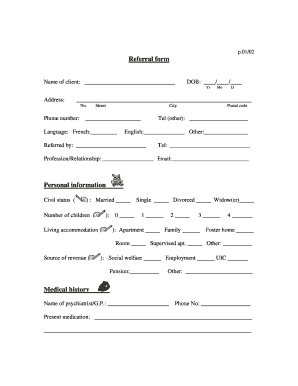 Fillable Online pcsm-cpmh Referral form Personal information Medical ...