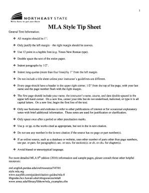 Fillable Online MLA Style Tip Sheet Fax Email Print - pdfFiller