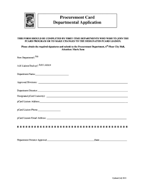 Fillable Online Procurement Card Departmental Application Fax Email ...