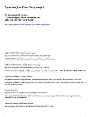 Fillable Online Gynecological Exam Template - pdfslibforyou.com Fax ...