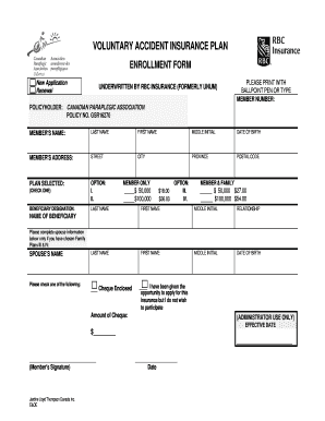 Fillable Online sci-ab Voluntary Accident Insurance Plan ENROLLMENT ...