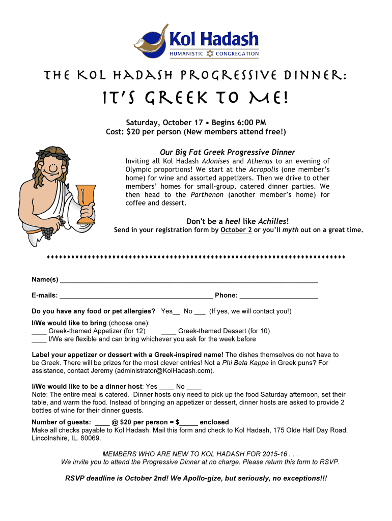 Fillable Online It's Greek to Me! Fax Email Print - pdfFiller