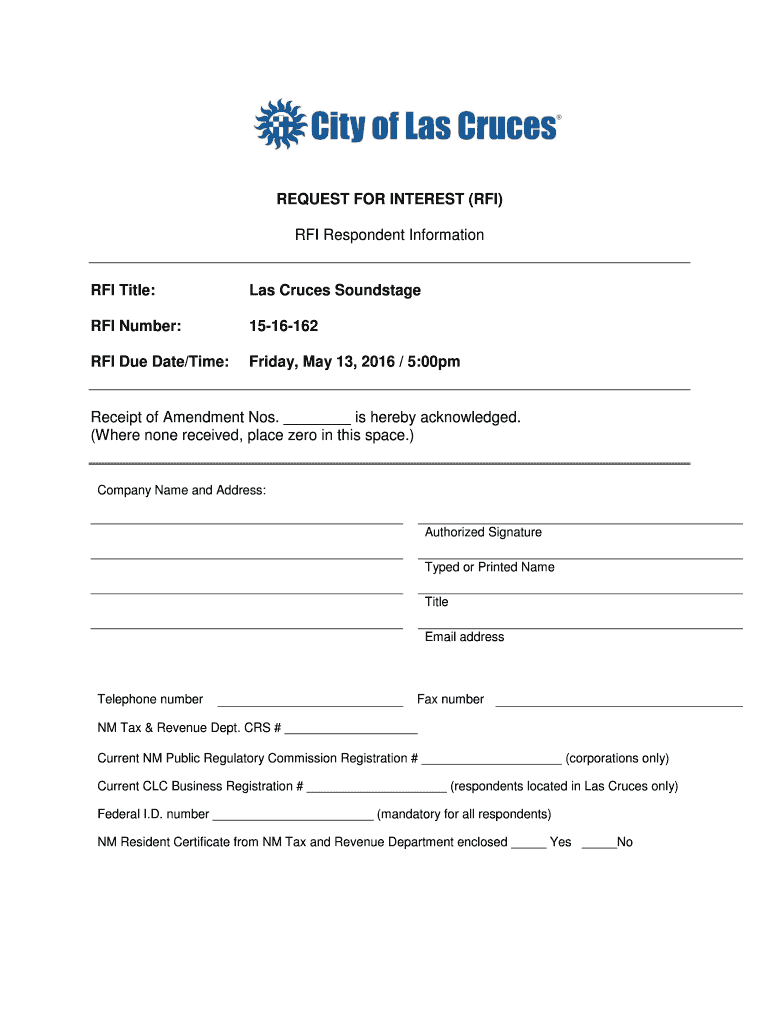 Fillable Online REQUEST FOR INTEREST (RFI) Fax Email Print - pdfFiller