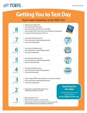 Fillable Online Your 8-week Countdown to the TOEFL Test Fax Email Print ...