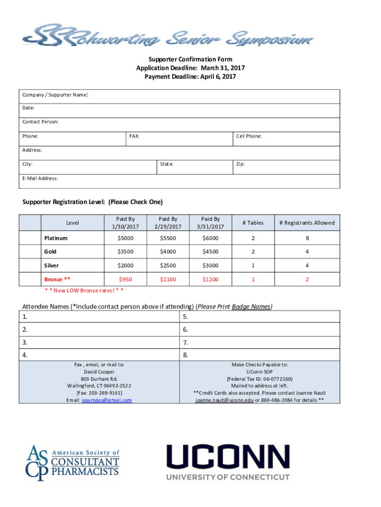 Fillable Online SSS Sponsor Application - UConn School of Pharmacy's ...