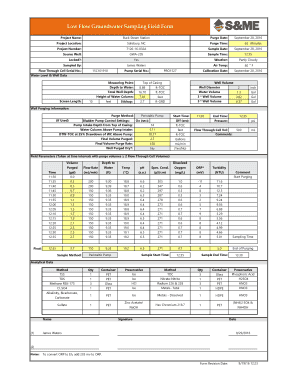 Fillable Online Low Flow Groundwater Sampling Field Form Fax Email ...