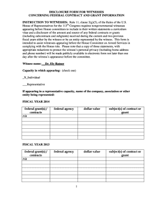 Fillable Online docs house 1 DISCLOSURE FORM FOR WITNESSES ... - House ...