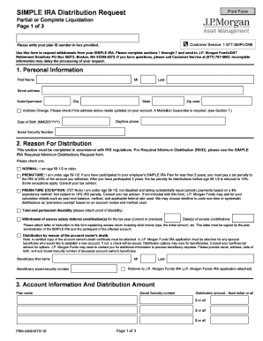 Fillable Online SIMPLE IRA Distribution Request - am.jpmorgan.com Fax ...