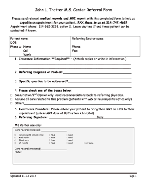 Fillable Online neuro wustl Referring Physicians Printable Referral ...