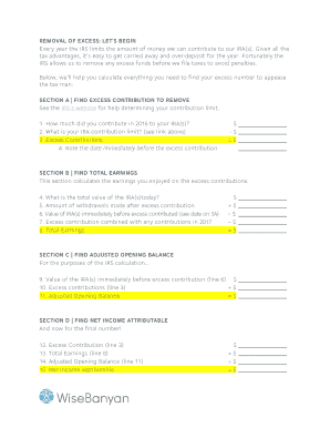 Fillable Online Removal of Excess Calculation Worksheet - WiseBanyan ...