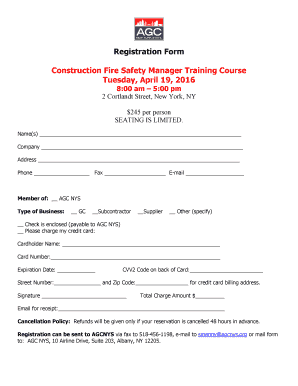 Fillable Online Registration Form Construction Fire Safety Manager ...
