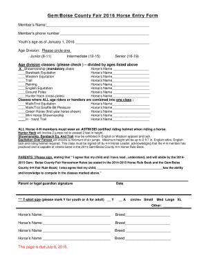 Fillable Online GEM/BOISE COUNTY FAIR ENTRY FORM Fax Email Print ...