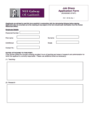 Fillable Online curamdevices Job Share Application Form - NUI Galway ...