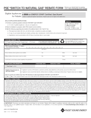 Fillable Online PSE SWITCH TO NATURAL GAS REBATE FORM Fax Email Print ...