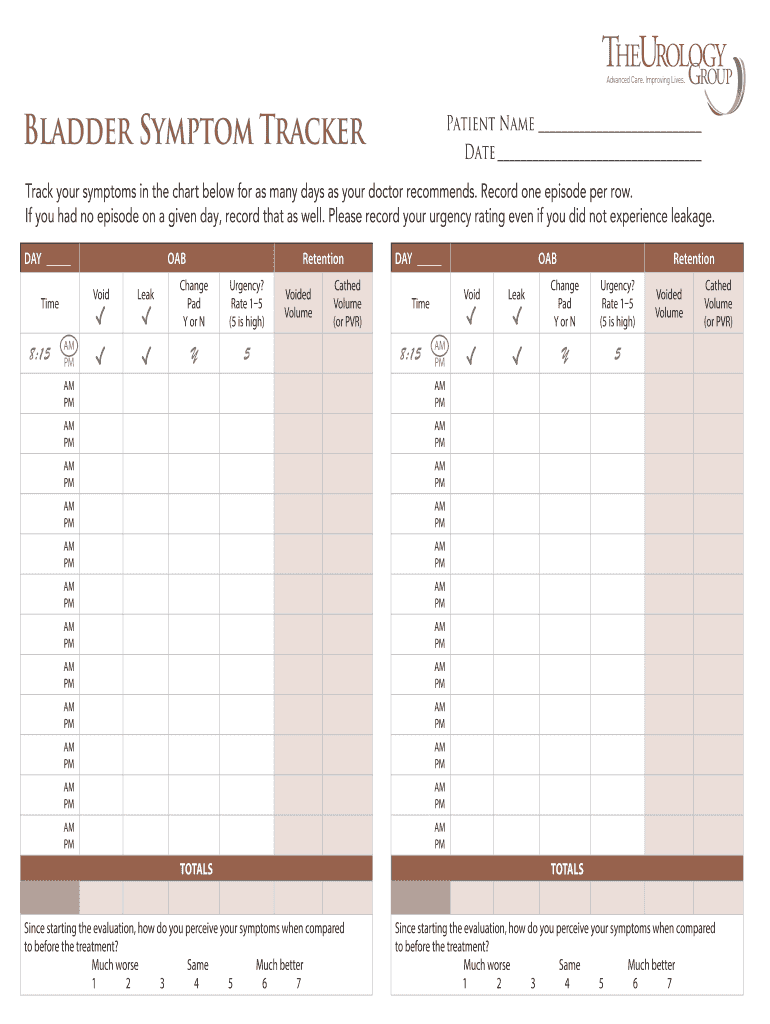 Fillable Online Bladder Symptom Tracker - The Urology Group Fax Email ...