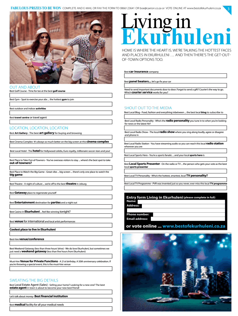 Fillable Online Fabulous prizes to be won Fax Email Print - pdfFiller