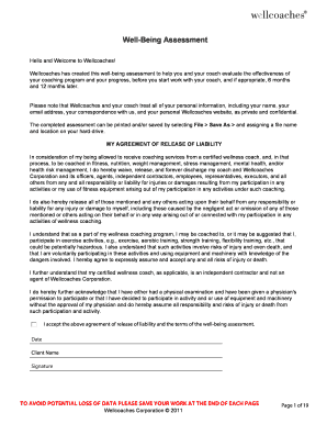 Fillable Online Well-Being Assessment Fax Email Print - pdfFiller