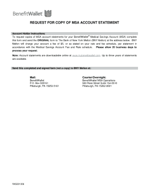 Fillable Online MSA Form Requst for Account Stmts Fax Email Print ...