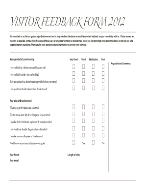 Fillable Online VISITOR FEEDBACK FORM 2012 - forestcharm.com Fax Email ...